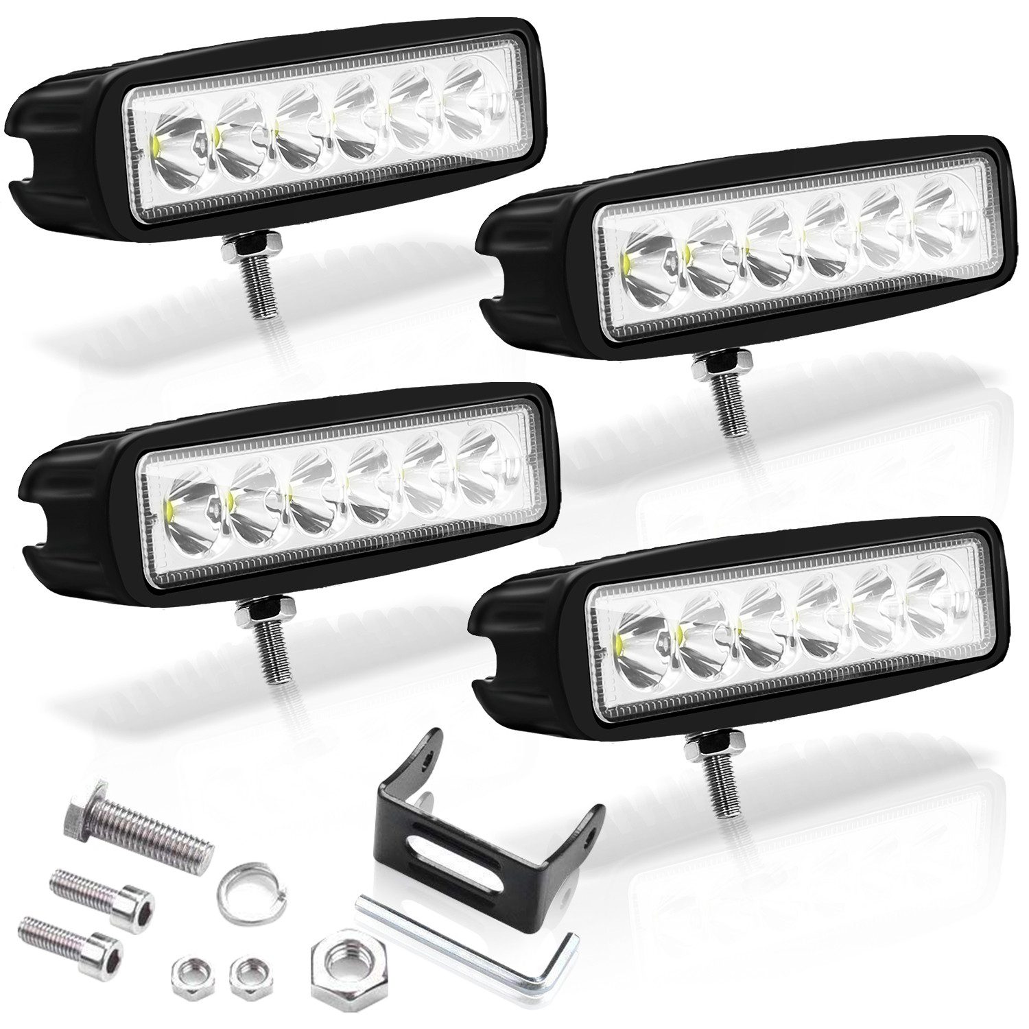 Clanmacy LED Scheinwerfer LED Arbeitsscheinwerfer, 18W Rechteck, 12V 24V LED Scheinwerfer ...