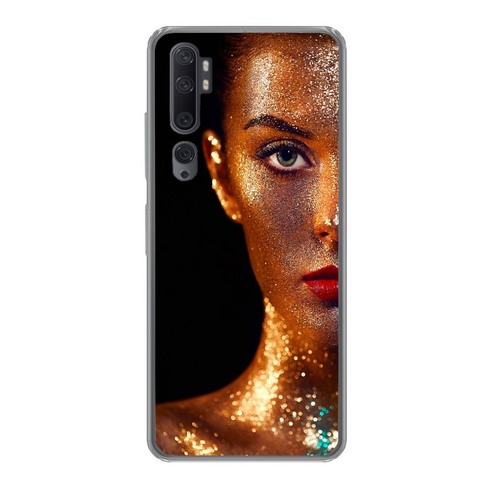 Muchowow Handyhülle Make Up Gold Frau Luxus Glitzer Kunst