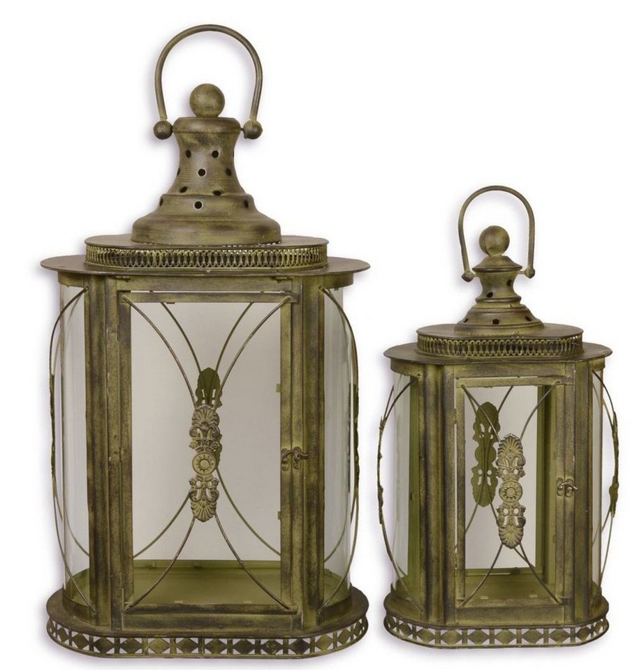 Casa Padrino Kerzenlaterne Barock Zinn Laternen Set Antik Messing 414