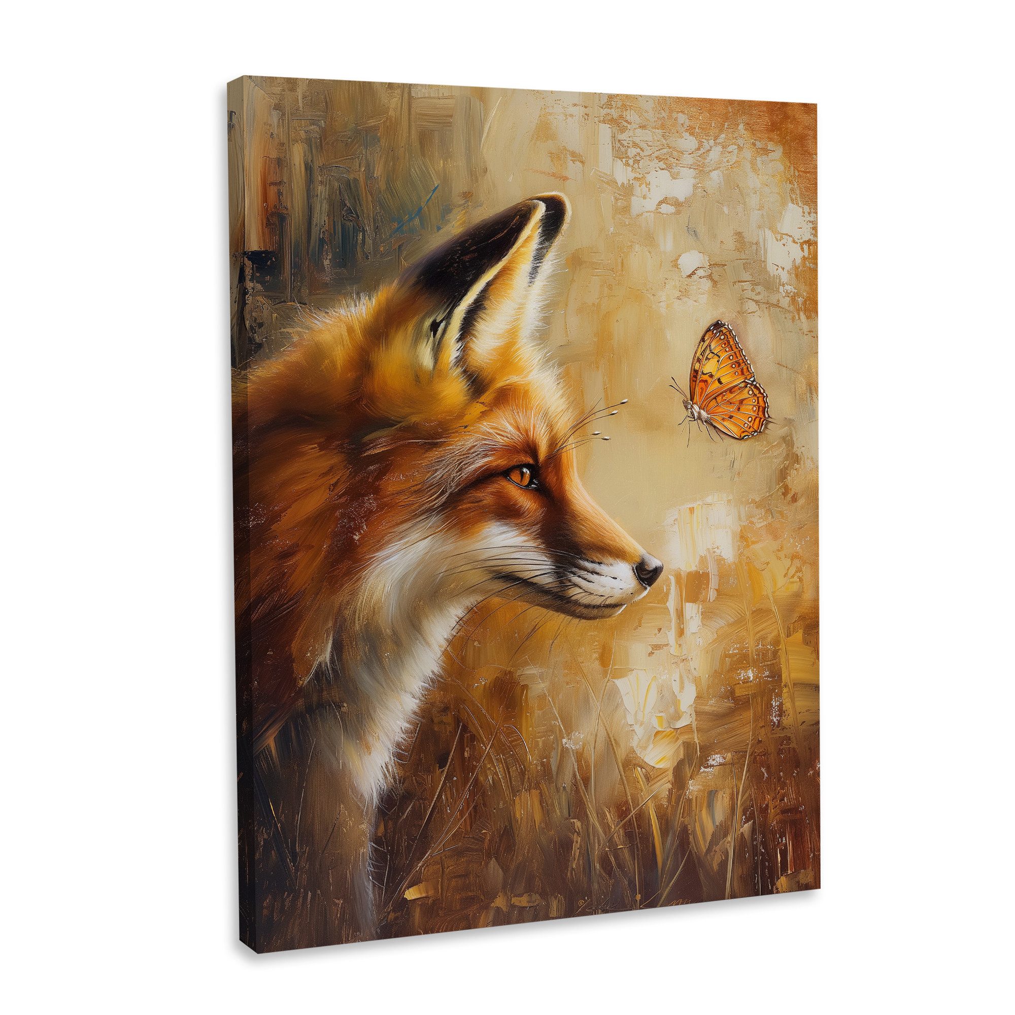 Hustling Sharks Leinwandbild Tier-Bild als XXL Leinwandbild "Fuchs mit Schmetterling" - Tierbild ...