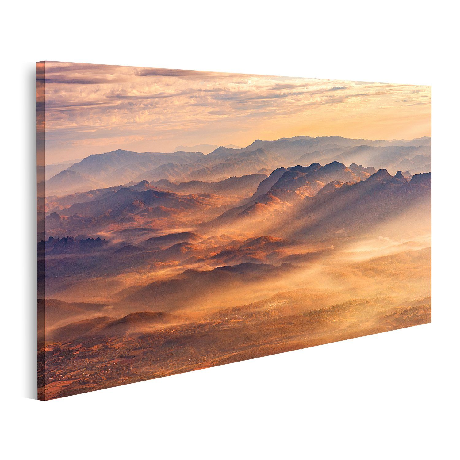 islandburner Leinwandbild Bild auf Leinwand Schöne Landschaft Berg Nebeltal Bergschicht Wandbild ...