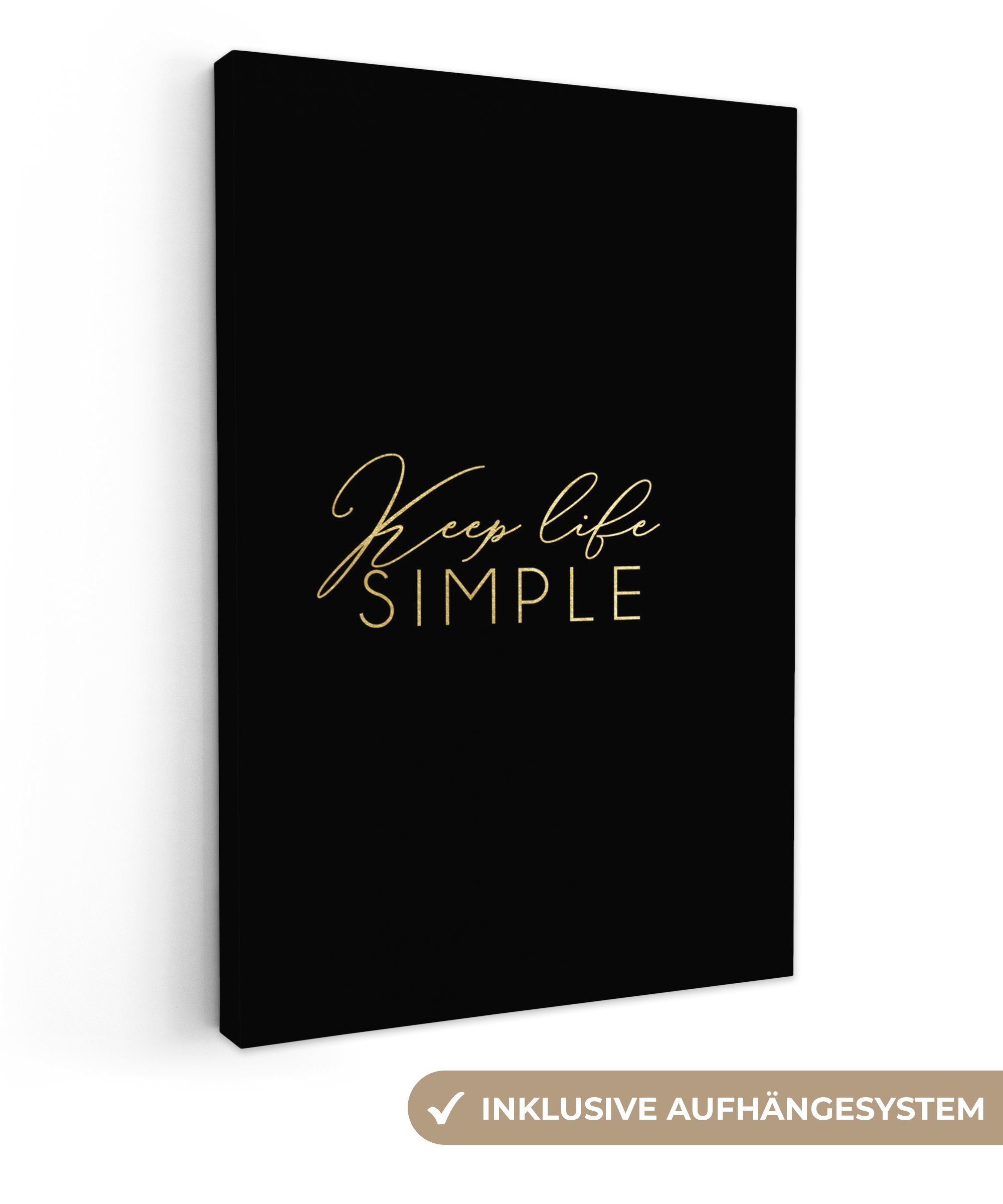 Onemillioncanvasses® Leinwandbild Zitat Leben Gold 1 St