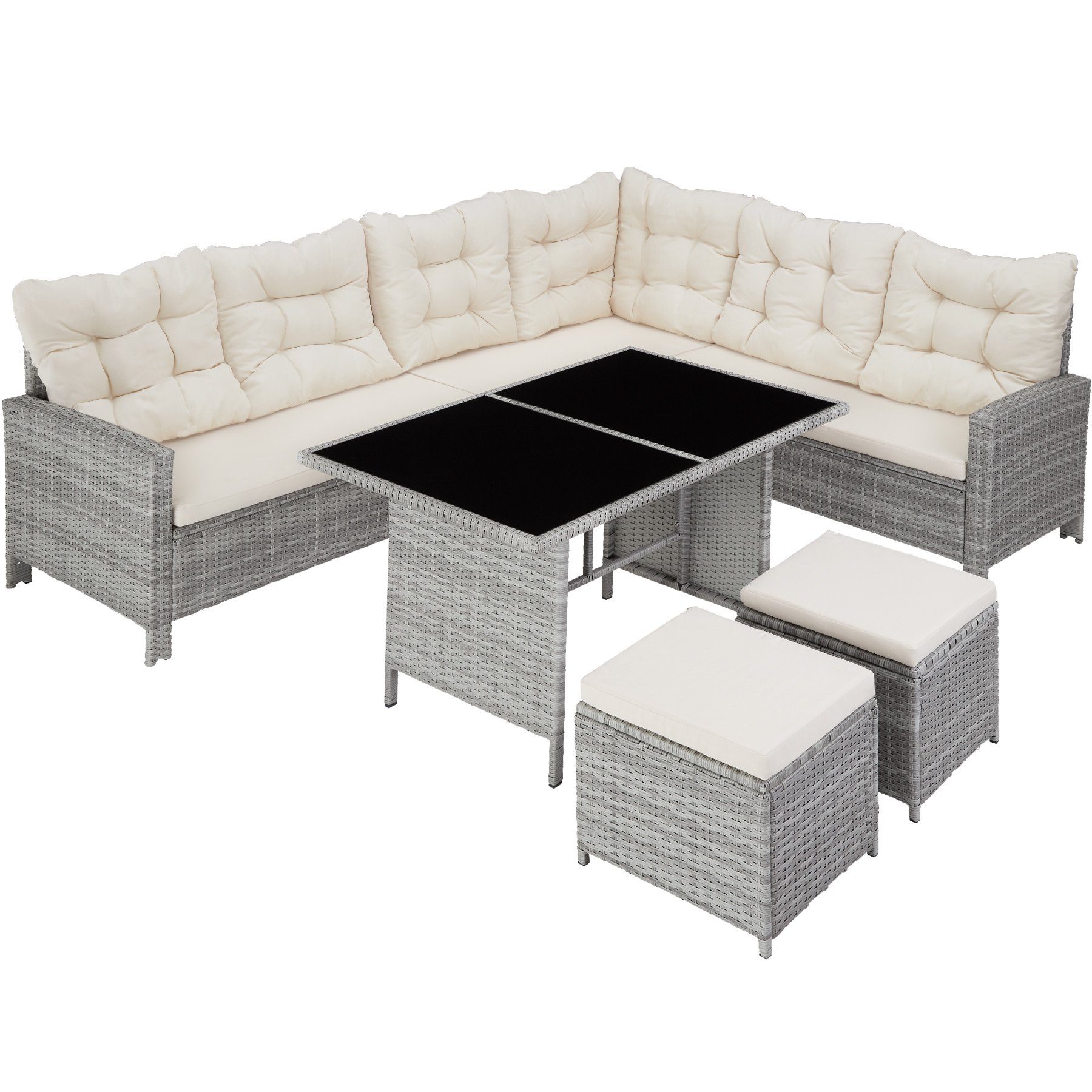 Tectake Loungeset Rattan Lounge Set 6 Tlg Für 6 Bis 8 Personen