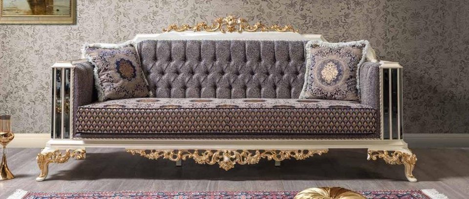 Jvmoebel Sofa Luxus Sofa Dreisitzer 3 Sitz Sitz Stoff Barock Stil