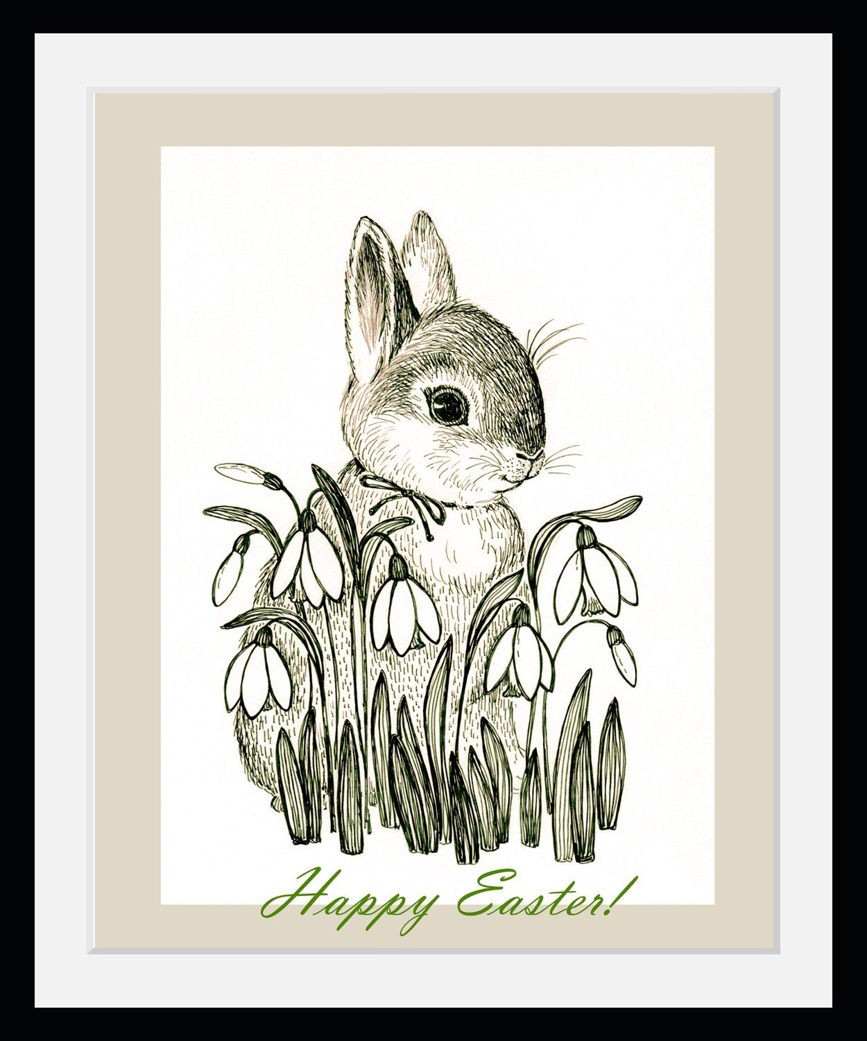 queence Bild mit Rahmen Ostern - Hase - Gerahmter Digitaldruck - Wandbild, Happy Easter (1 St ...