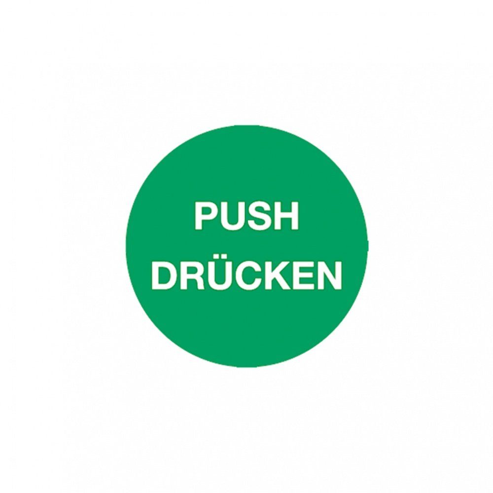 Dreifke Hinweisschild Dreifke® Aufkleber Piktogramm Push/Drücken, Folie, Ø 50 mm