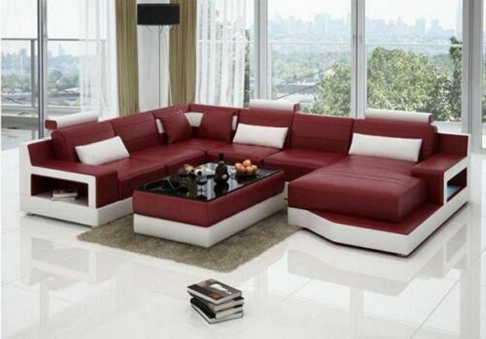 Jvmoebel Ecksofa Ledersofa Ecksofa Usb Garnitur Wohnlandschaft
