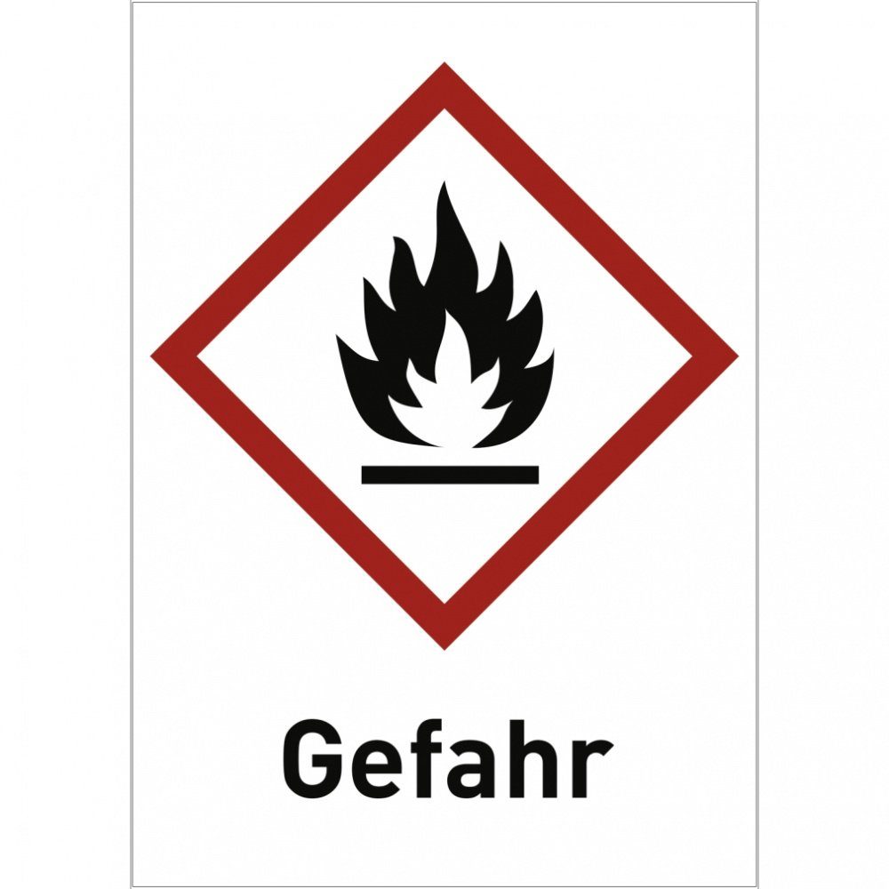 König Werbeanlagen Hinweisschild Aufkleber Entzündbar (GHS 02) Gefahr, Folie, 74x105 mm