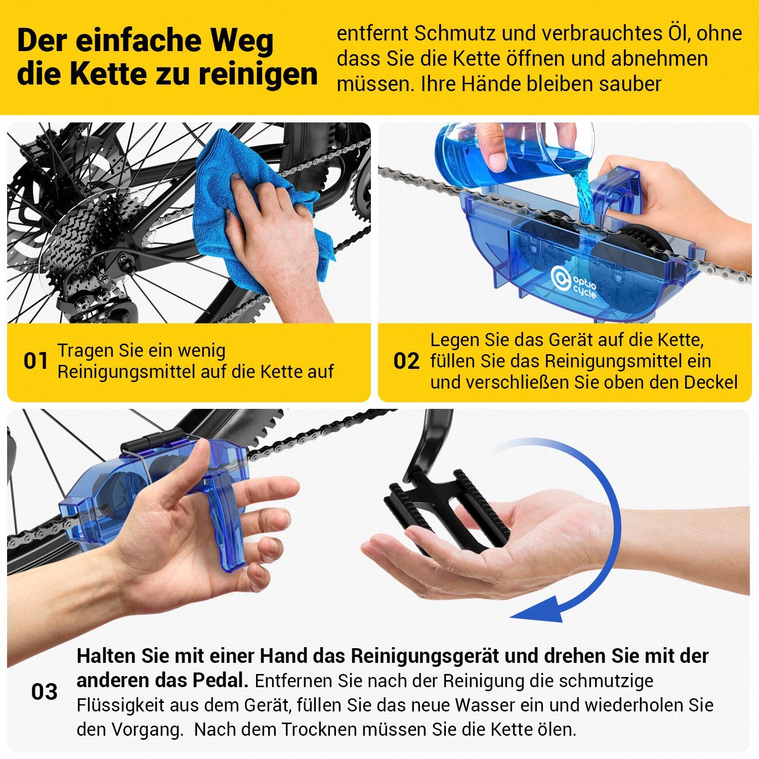 Optio Cylce Fahrradketten Kettenreinigungsgerät Fahrrad, Kettenreiniger ...