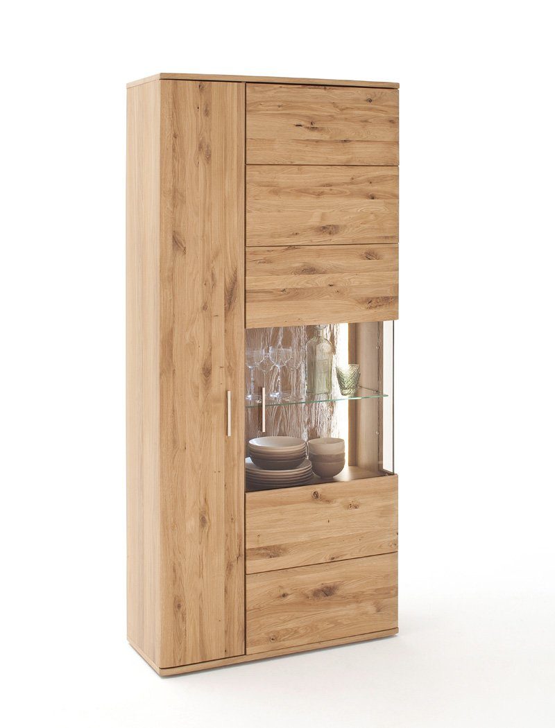 Expendio Vitrine Samir 6 Asteiche Bianco Teilmassiv 90x208x37 Cm Mit