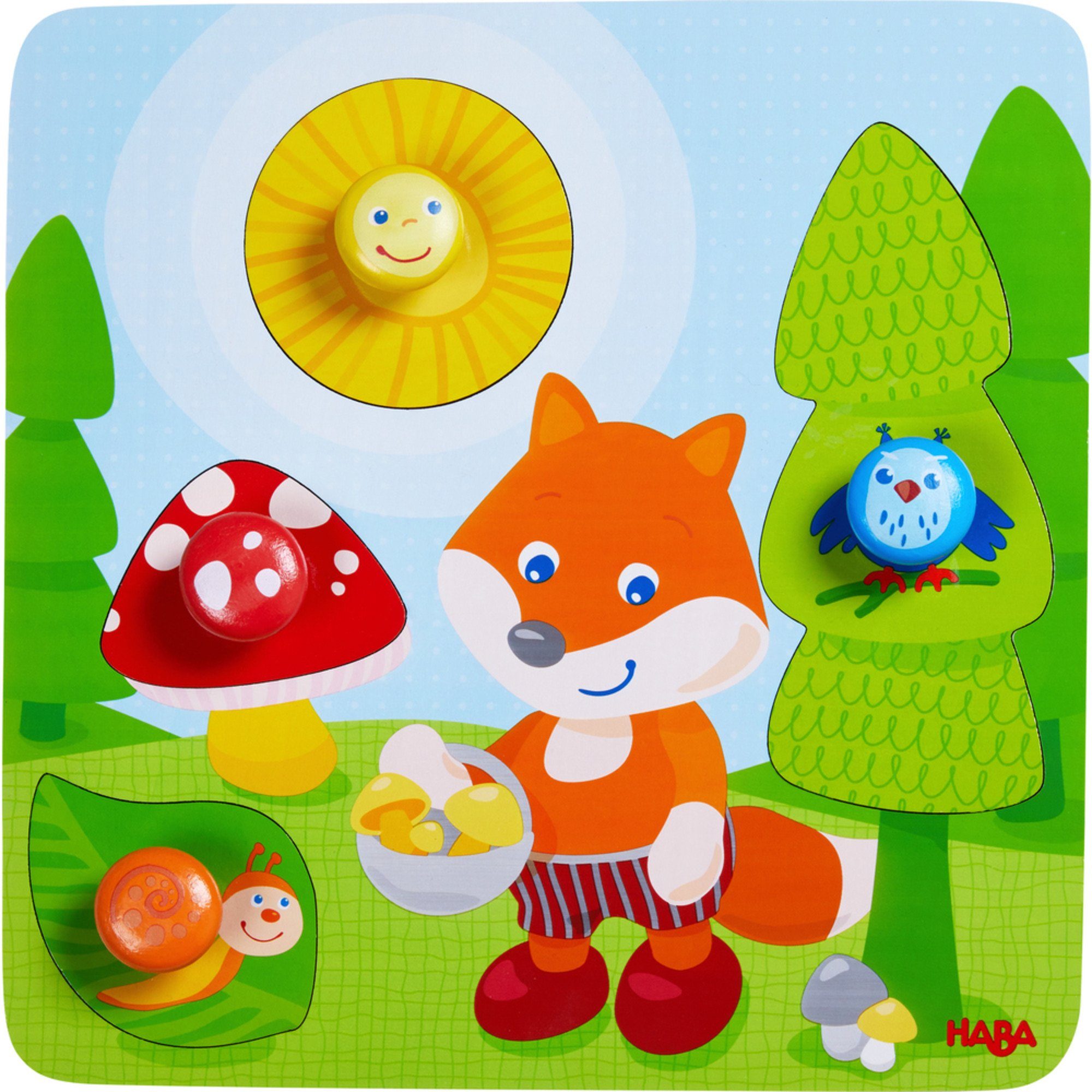 Haba Puzzle Greifpuzzle Fuchs, 4 Puzzleteile, Motive: Wald
