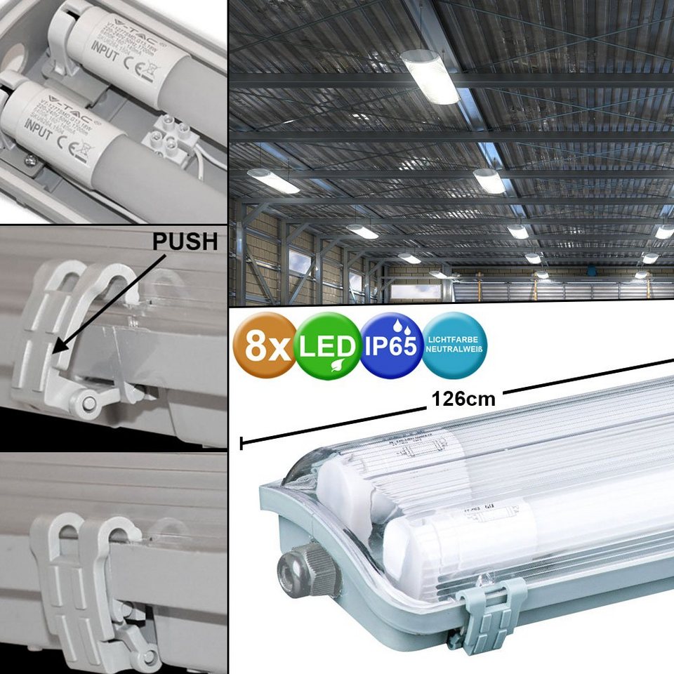 Etc Shop Außen Deckenleuchte 8er Set Led Wannen Röhren Lampen Feucht