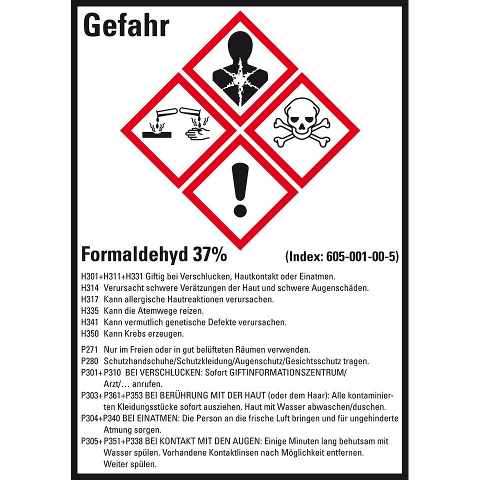 König Werbeanlagen Hinweisschild GHS-Etikett Formaldehyd 37%, gem.GefStoffV/GHS/CLP, Folie, 10/Bo
