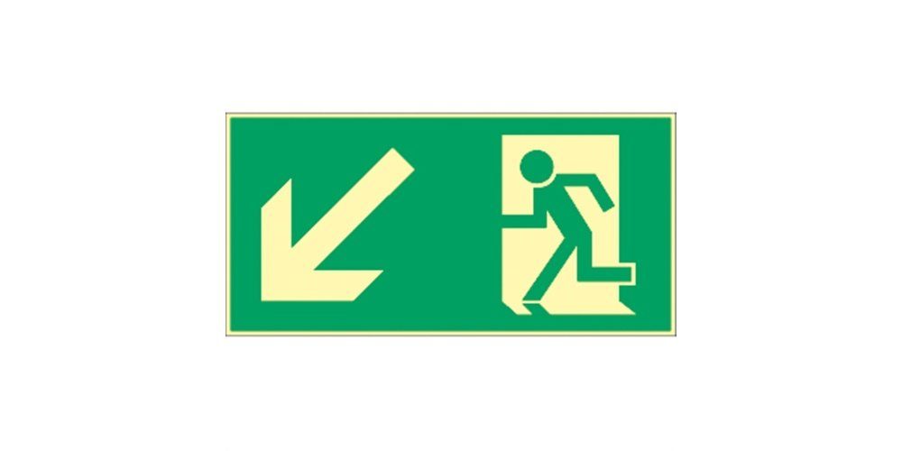 König Werbeanlagen Hinweisschild Rettungsweg links abwärts, Symbolschild, BGV A8 (E02 + E09 ...