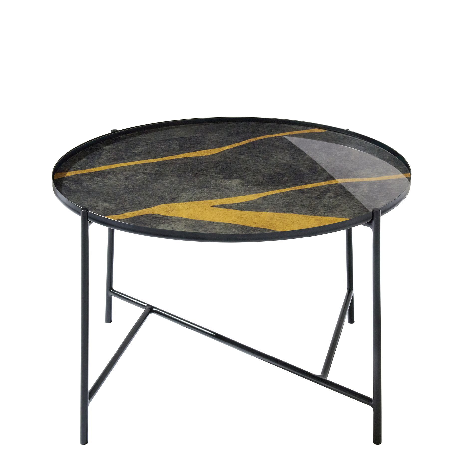 Lambert Couchtisch Tabio Couchtisch rund mitGlasplatte D60 cm Gestell Eisen...