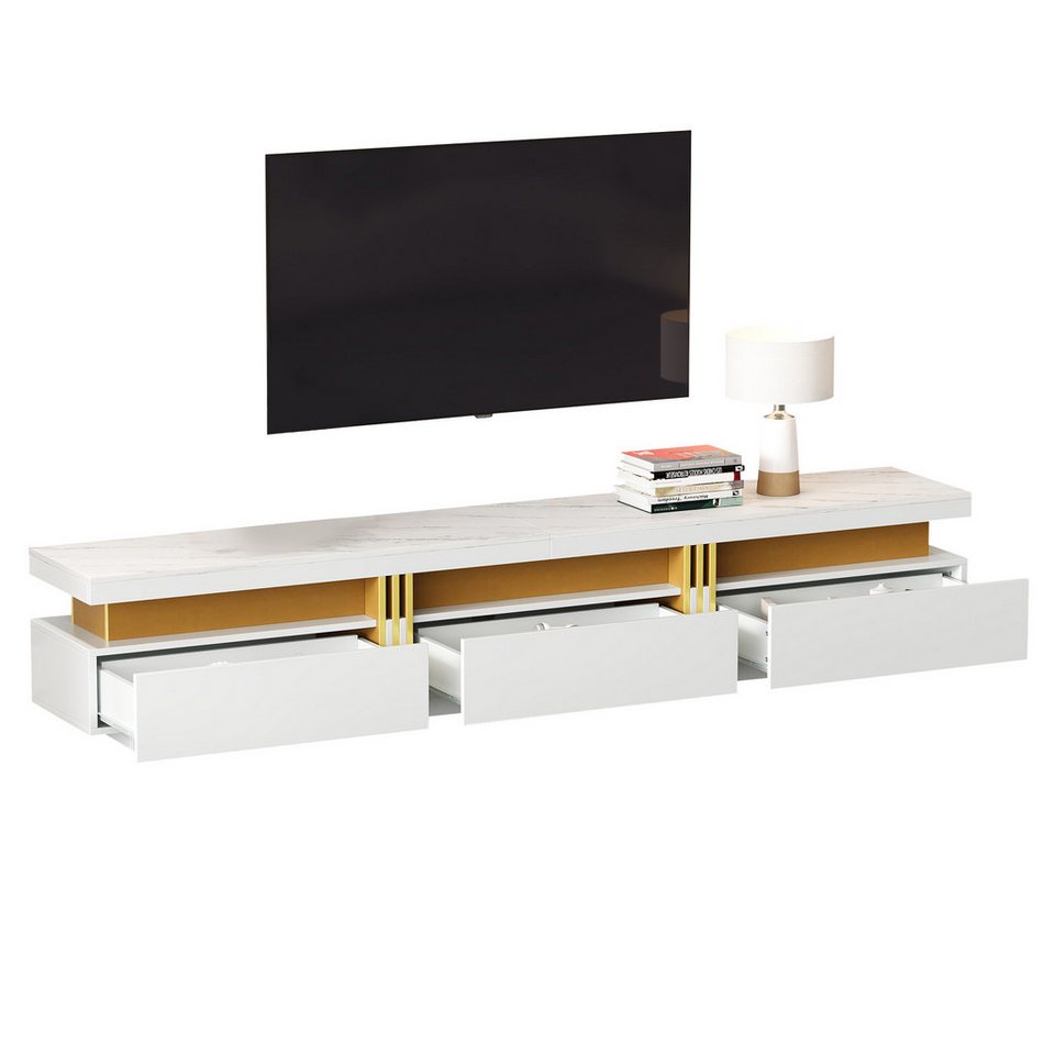 Rutaqian Lowboard Moderner Tv Schrank Marmor Optik Tv Board Für