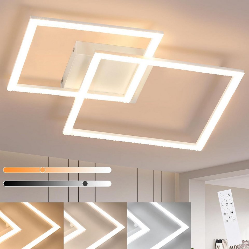 Nettlife Led Deckenleuchte Dimmbar Mit Fernbedienung Wohnzimmer Weiß