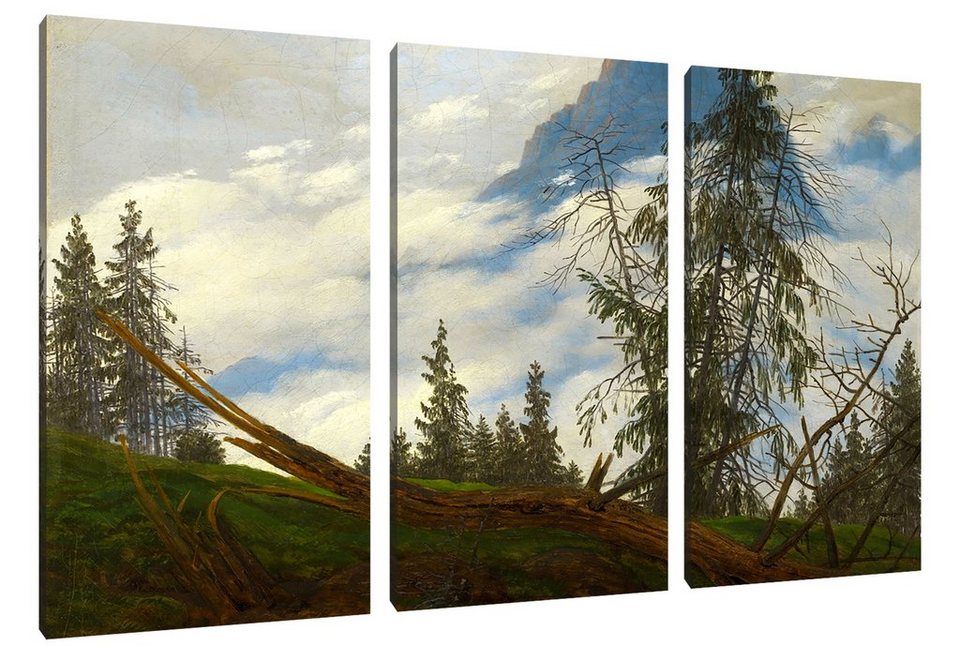 Pixxprint Leinwandbild Caspar David Friedrich Berggipfel Mit