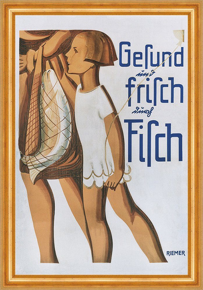 BillerAntik Kunstdruck Frischer Fisch Walter Riemer Seefischpropaganda ...