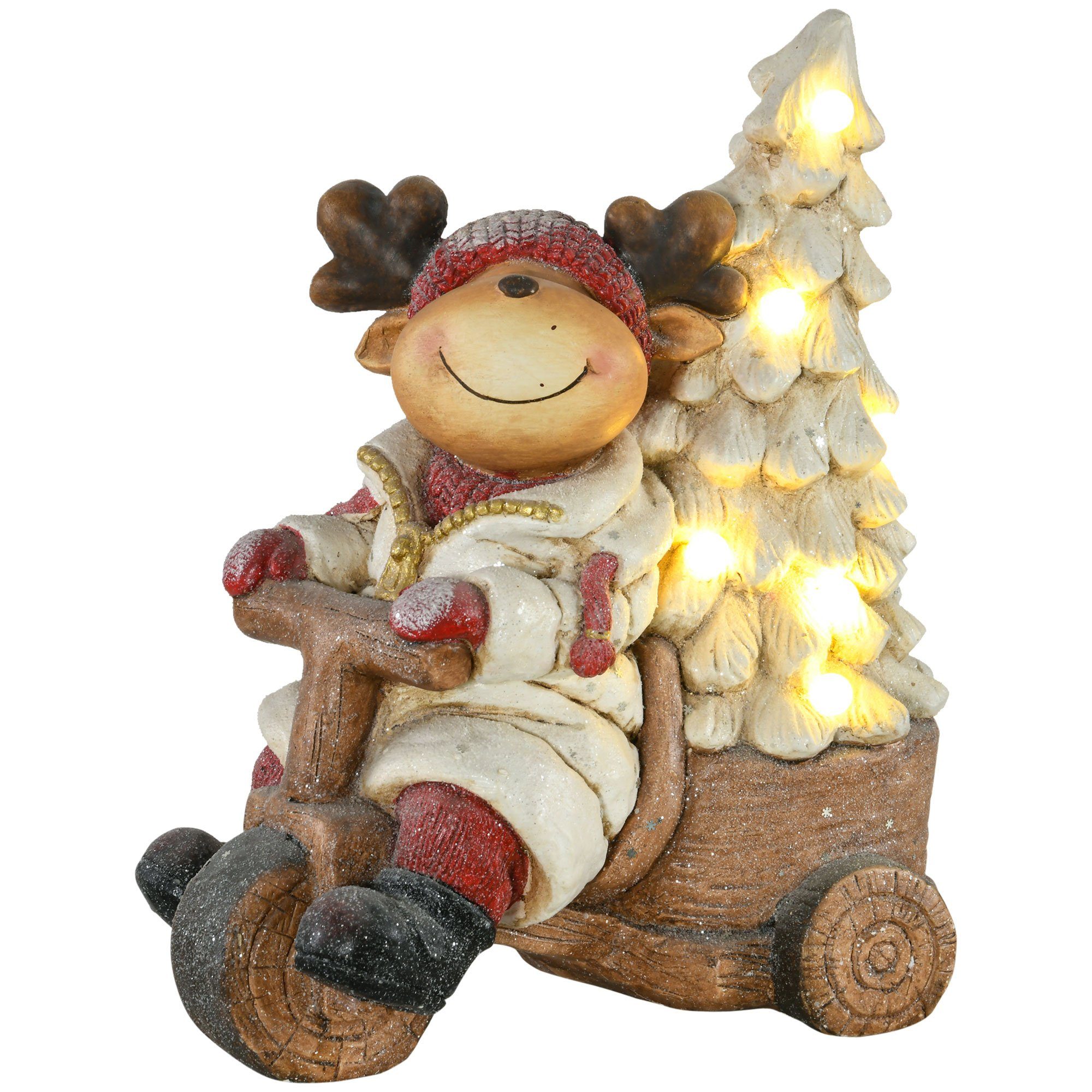 Homcom Weihnachtsfigur Rentier Mit Weihnachtsbaum Led Beleuchtung