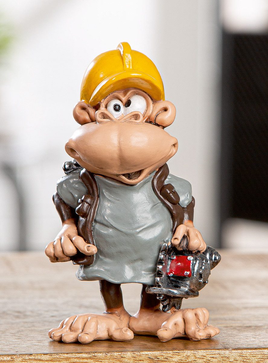 MF Comicfigur Builder Monkey Affenfigur Bauarbeiter mit Kreissäge Deko ...