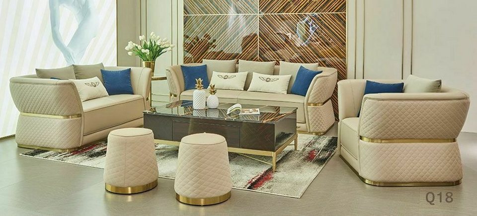 Jvmoebel Sofa Luxus Couchgarnitur 321x2 Hocker Stilvolle Sofas Neu