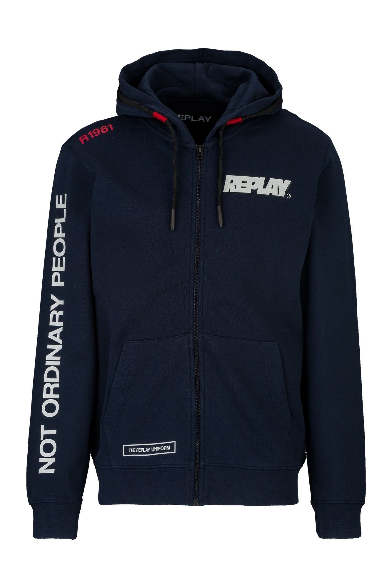 Replay Sweatshirt Sweatjacke Mit Backprint Aus Reiner Baumwolle Logo