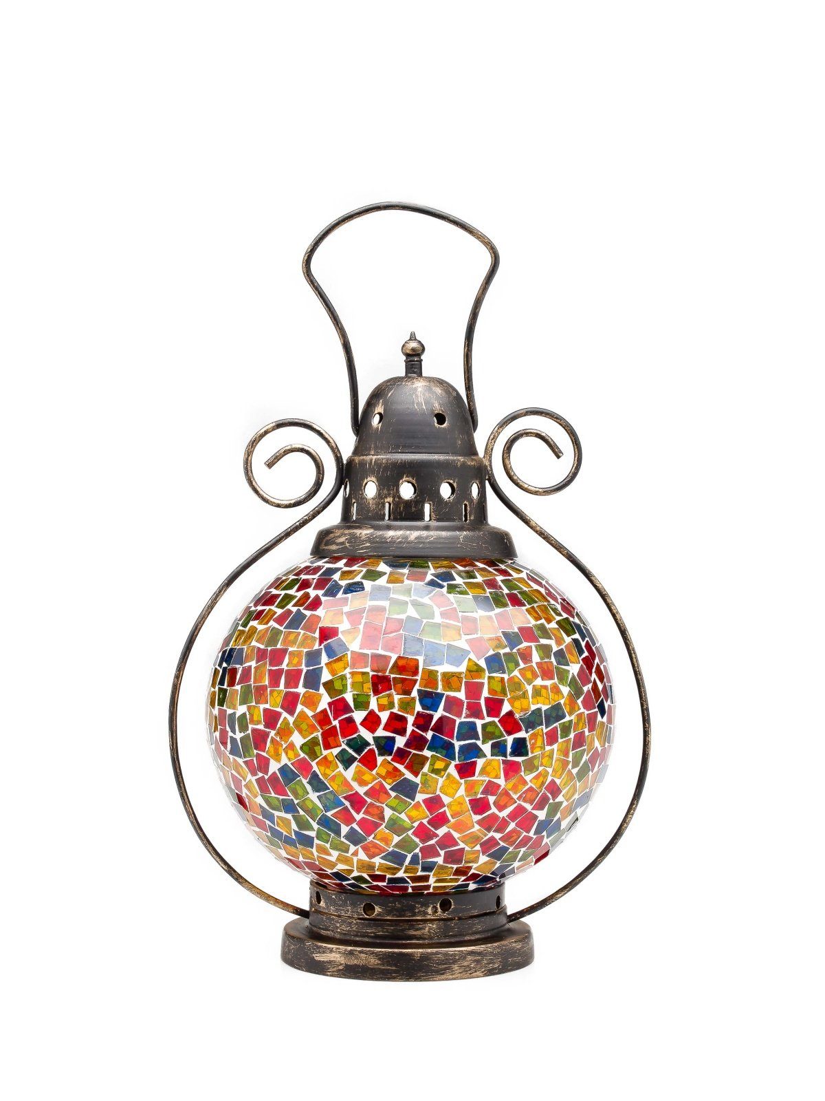 Aubaho Windlicht Windlicht Laterne Lampe Teelicht Lampion Garten Terasse Haus Glas Bunt, Stil ...