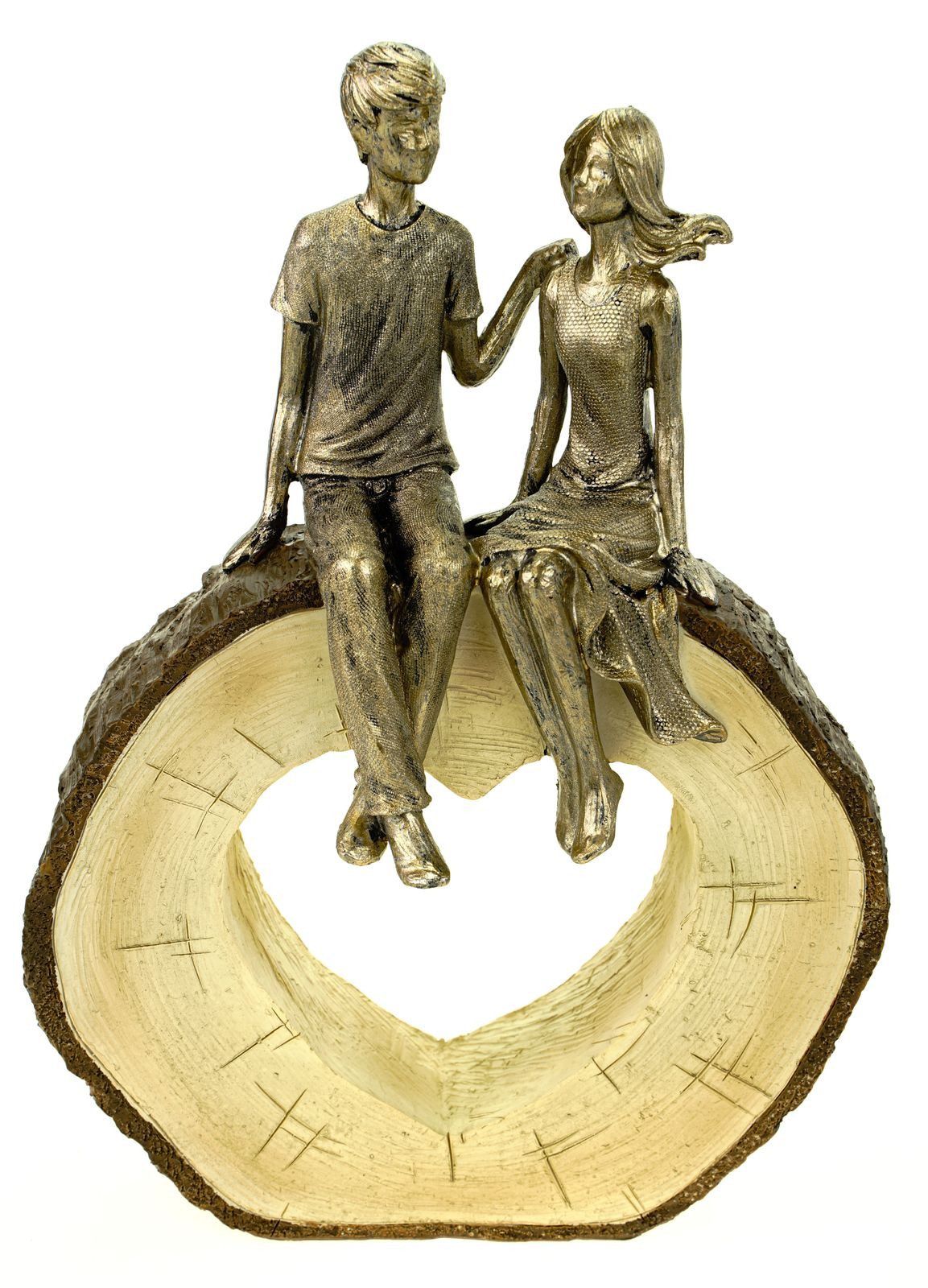 G Wurm Dekofigur Liebespaar Auf Sockel Herzform Bronzefarben 28 Cm