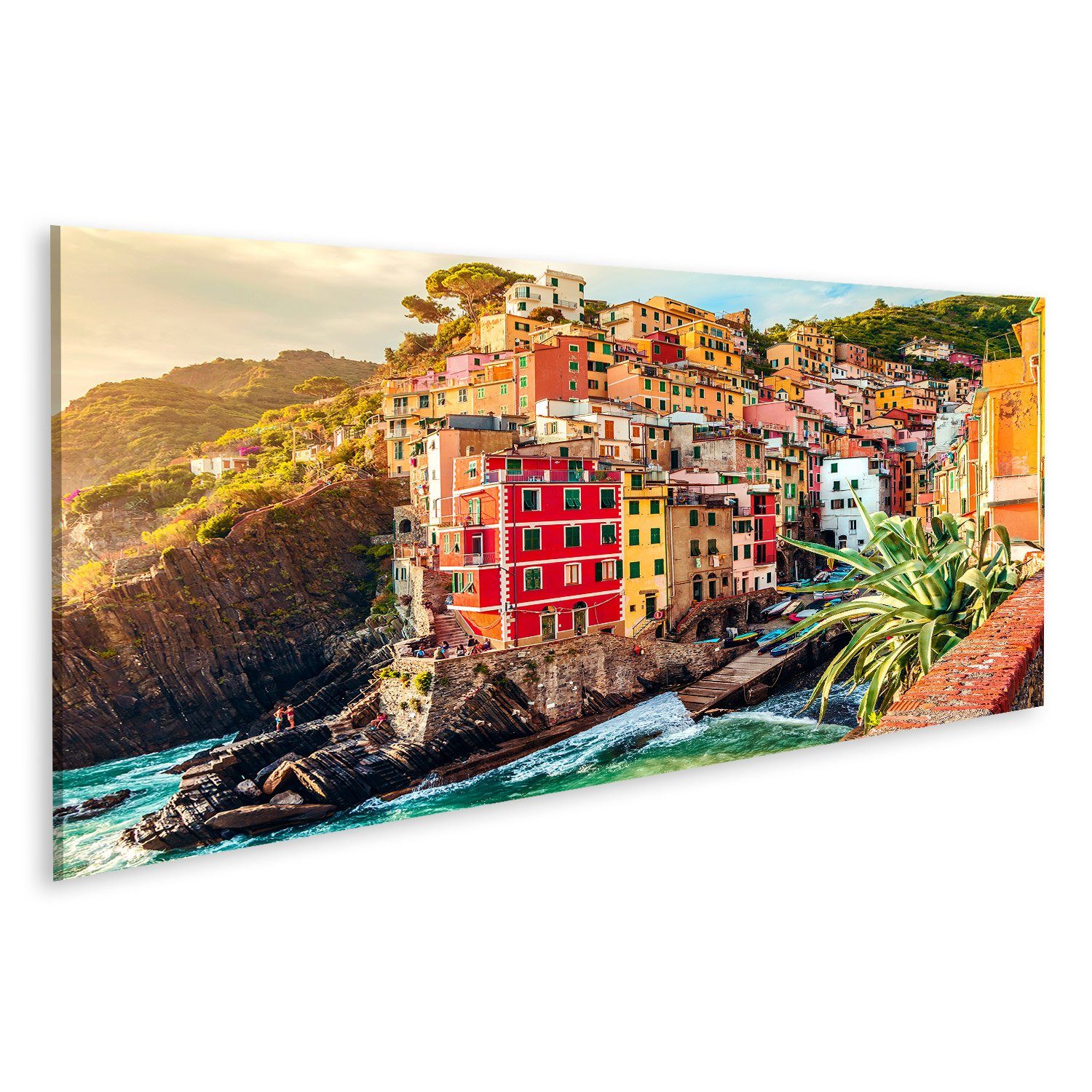 islandburner Leinwandbild Bild auf Leinwand Riomaggiore Bei Sonnenuntergang Nationalpark Cinque