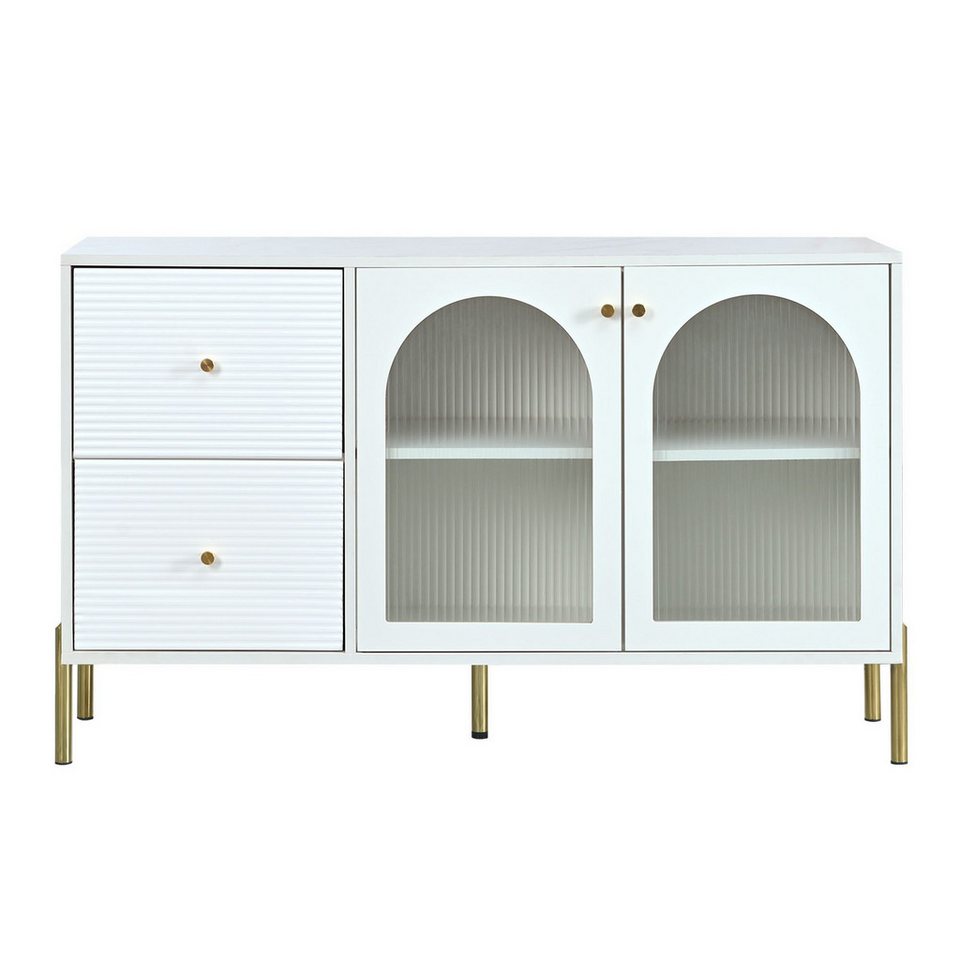 Extsud Sideboard Mit Verstellbaren Regalen Und Marmorplatte2 Türen Und