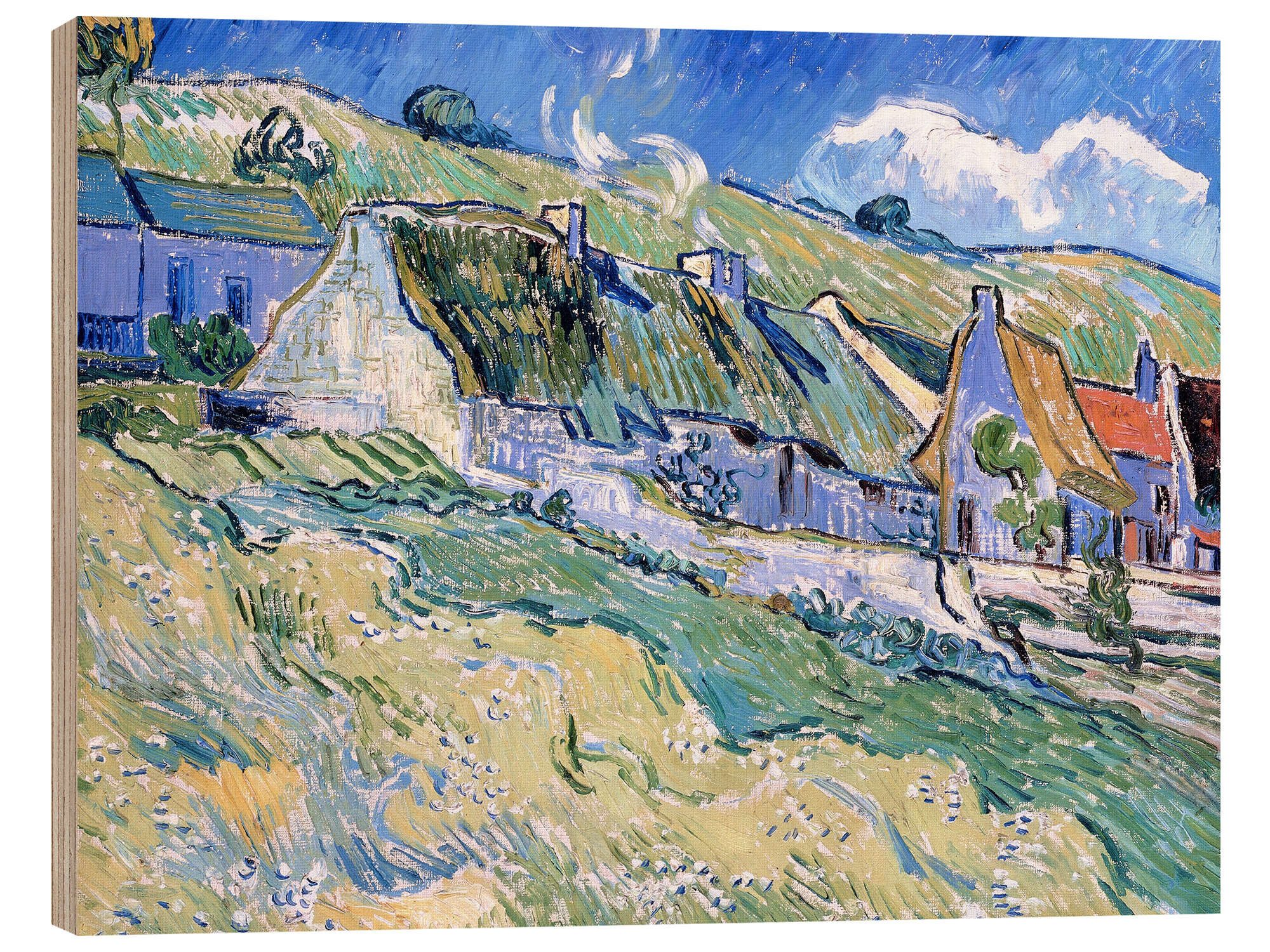 Posterlounge Holzbild Vincent Van Gogh Strohgedeckte Häuser In Auvers