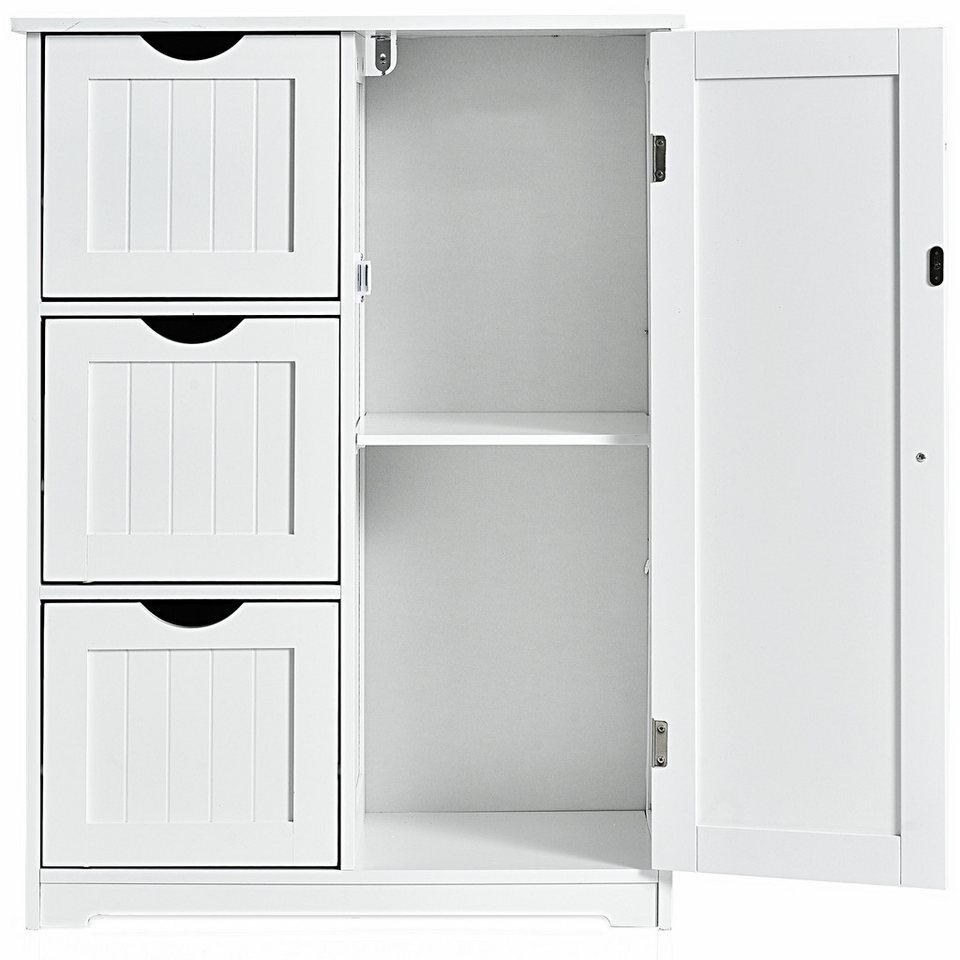 Costway Badkommode 3 Schubladenmit Verstellbarer Ablage30 X 60 X 81 Cm