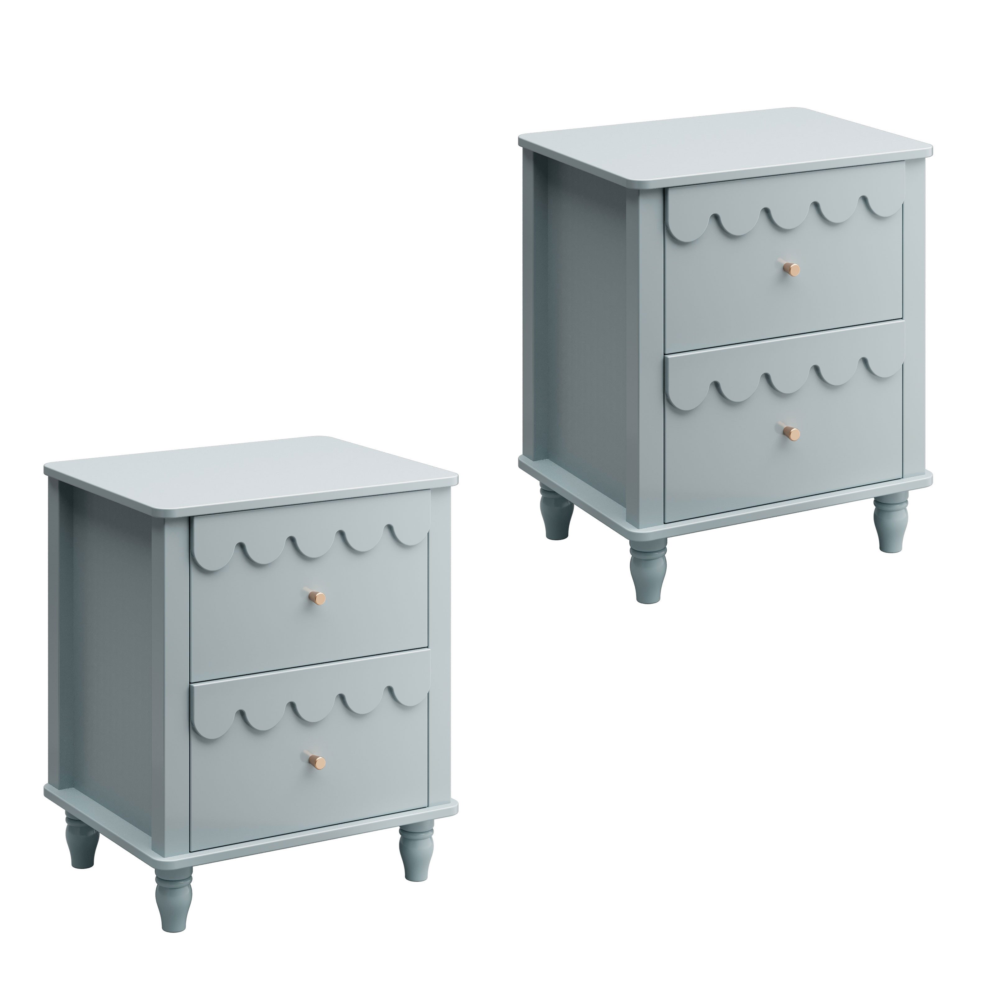 UEV Nachttisch 2er Set, Kinder Nachtschrank, Beistellschrank (Nachtkommode mit 2 Schubladen für ...