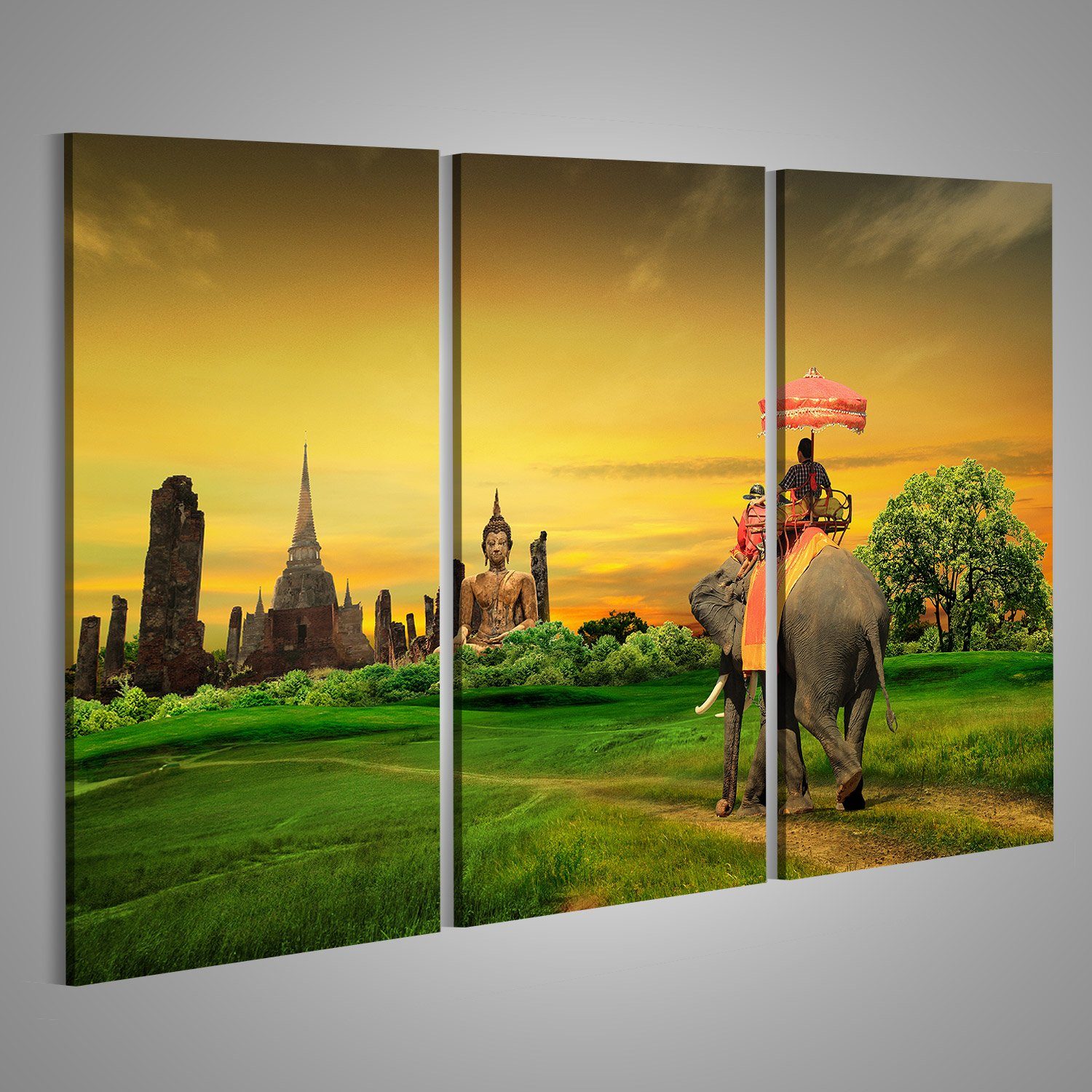 islandburner Leinwandbild »Bild auf Leinwand Sunset Thai Landschaft Thailand Wandbild ...