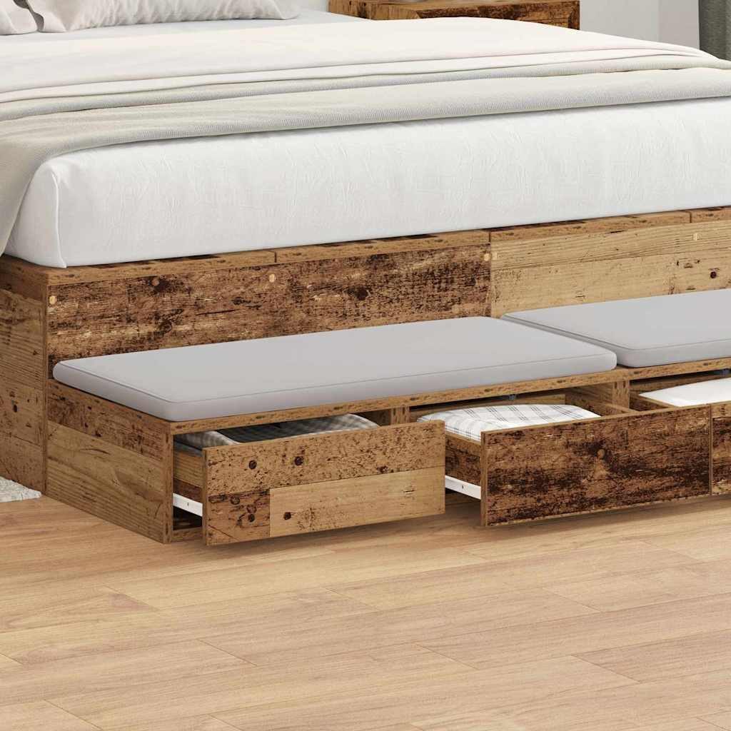 vidaXL Bett Bettschubladen Altholz 140 x 36,5 x 16,5 cm Holzwerkstoff ...