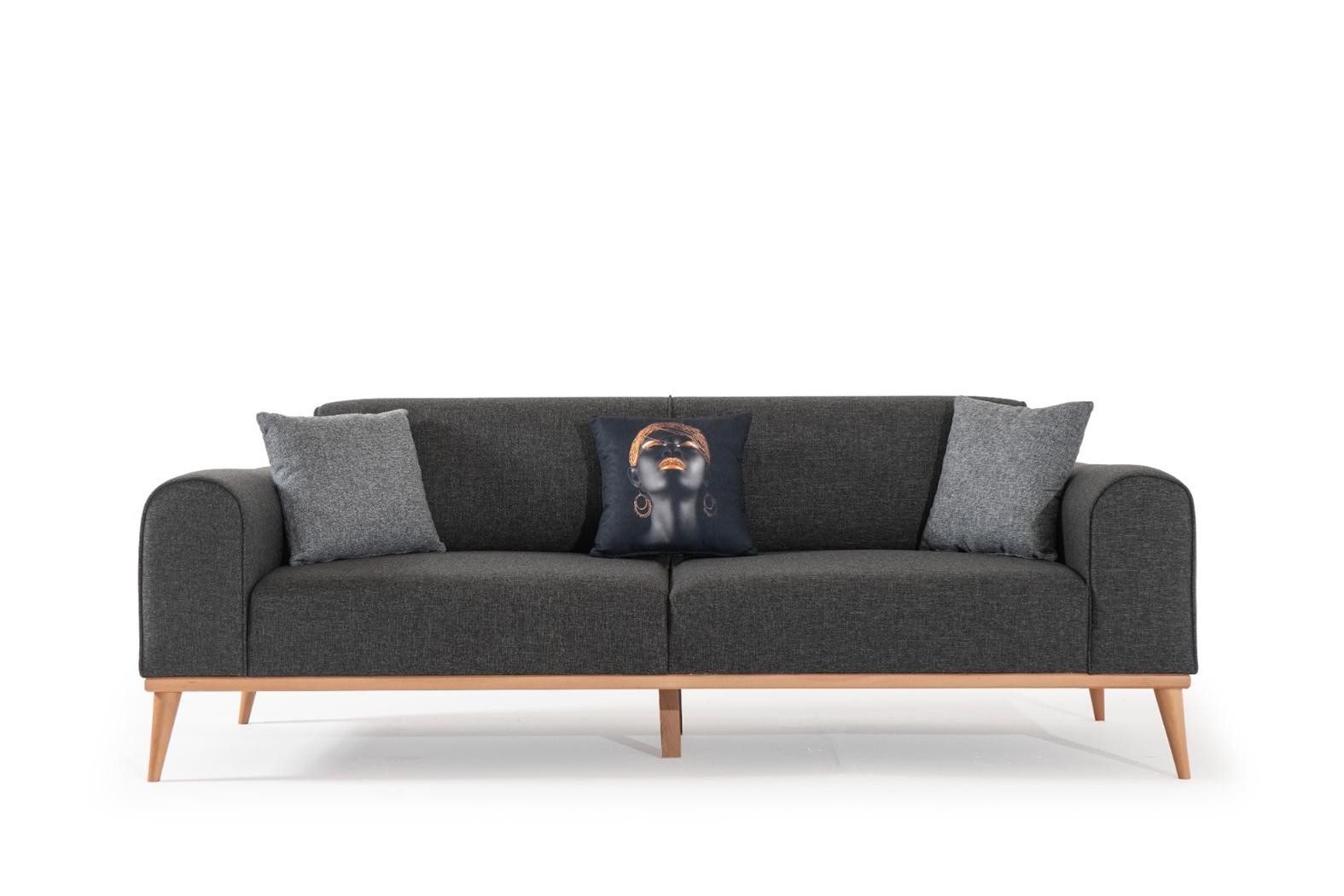 Jvmoebel Sofa Moderner Grauer 3 Sitzer Luxuriöses Stoffsofa Wohnzimmer