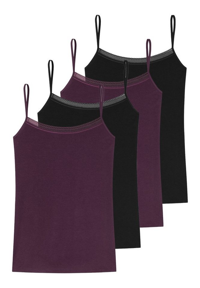 Schiesser Unterhemd 4er Pack Cotton Lace Spar Set 4 St Spaghetti Top