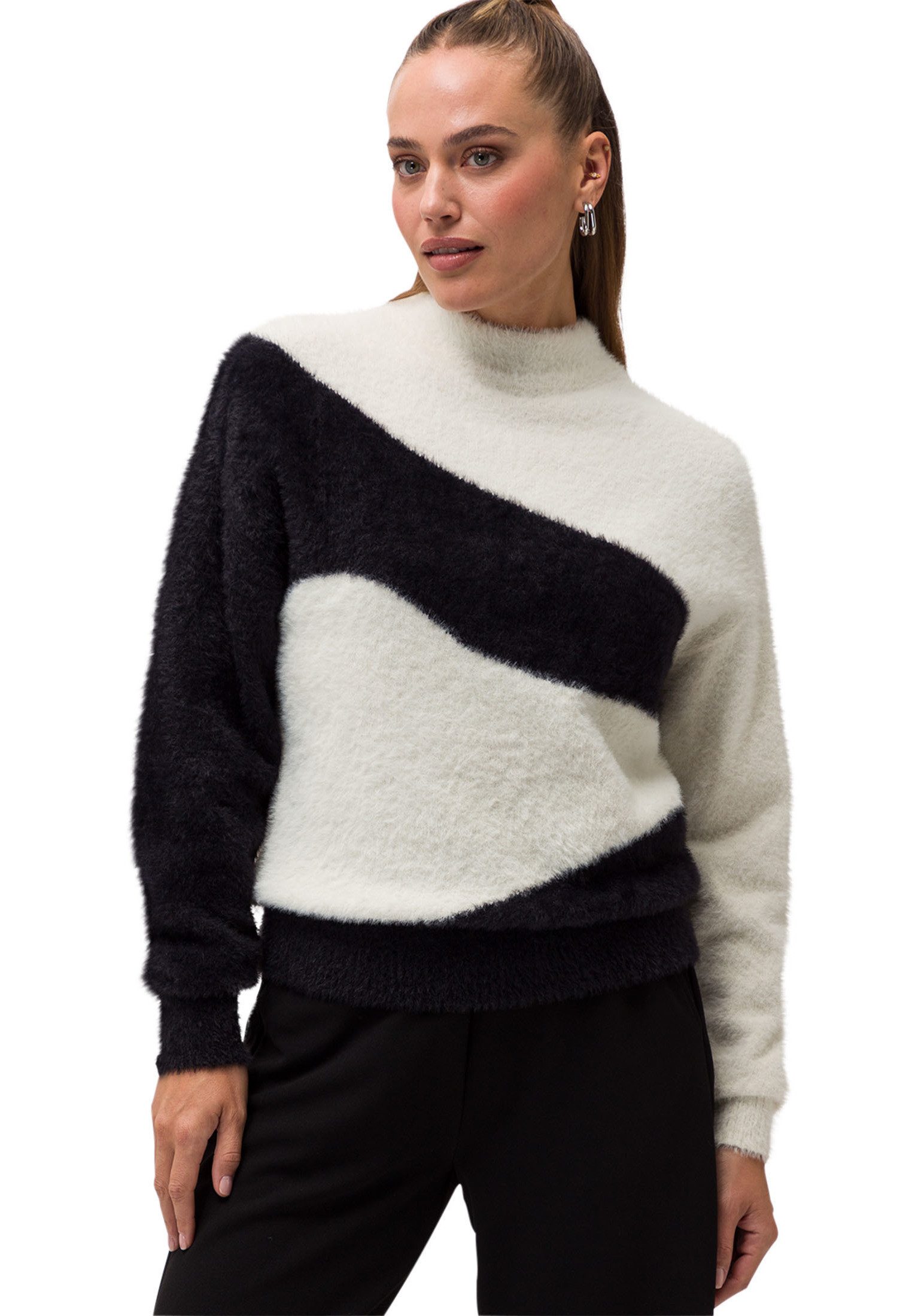 Zero Strickpullover Zero Pullover Colorblock Optik 1 Tlg Plainohne