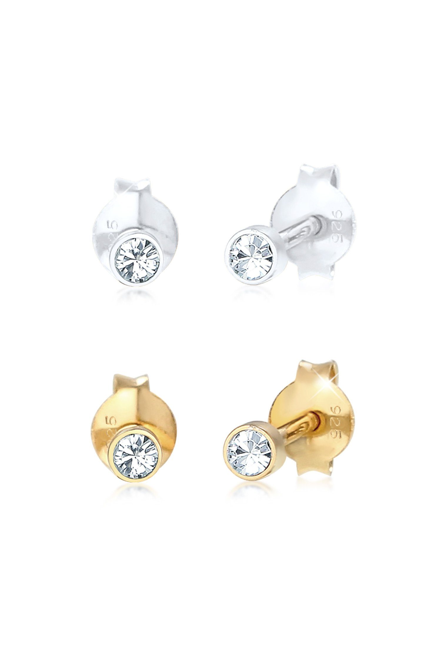 Elli Ohrring-Set Rund Kristalle (2er Set) 925 Silber
