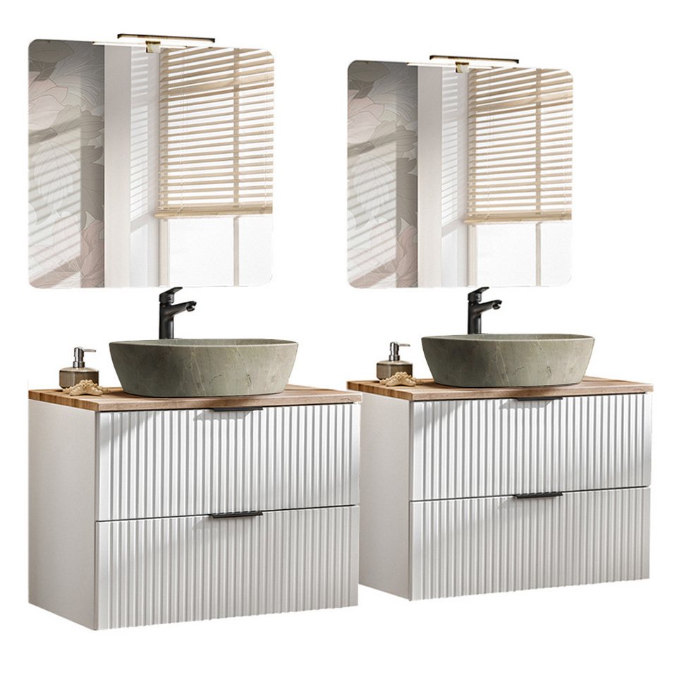 Lomadox Badmöbel Set Adelaide 56 White Spar Set 4 St In Weiß 2
