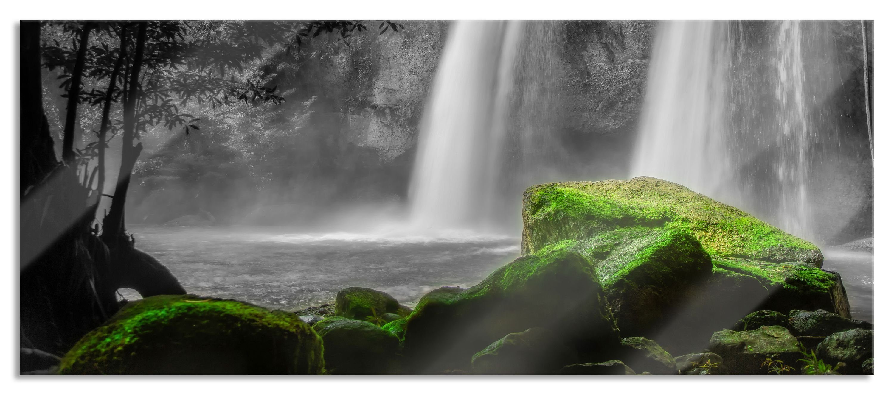 Pixxprint Glasbild Wasserfall im Dschungel, Wasserfall im Dschungel (1 St), Glasbild aus ...
