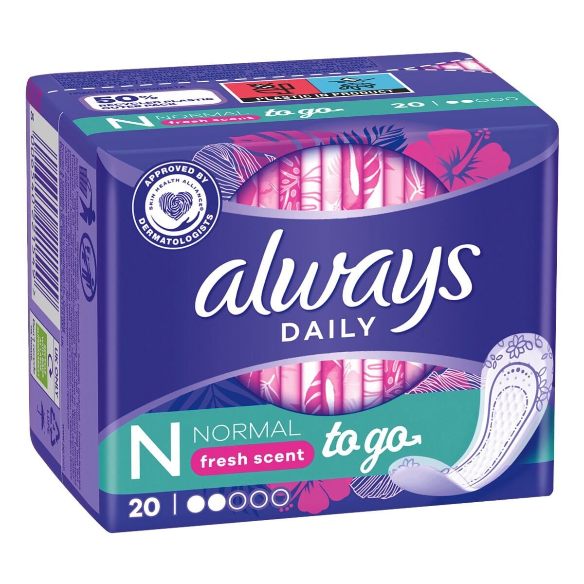 always Slip-Einlage Daily Normal to go mit Frischeduft, 20 Stück