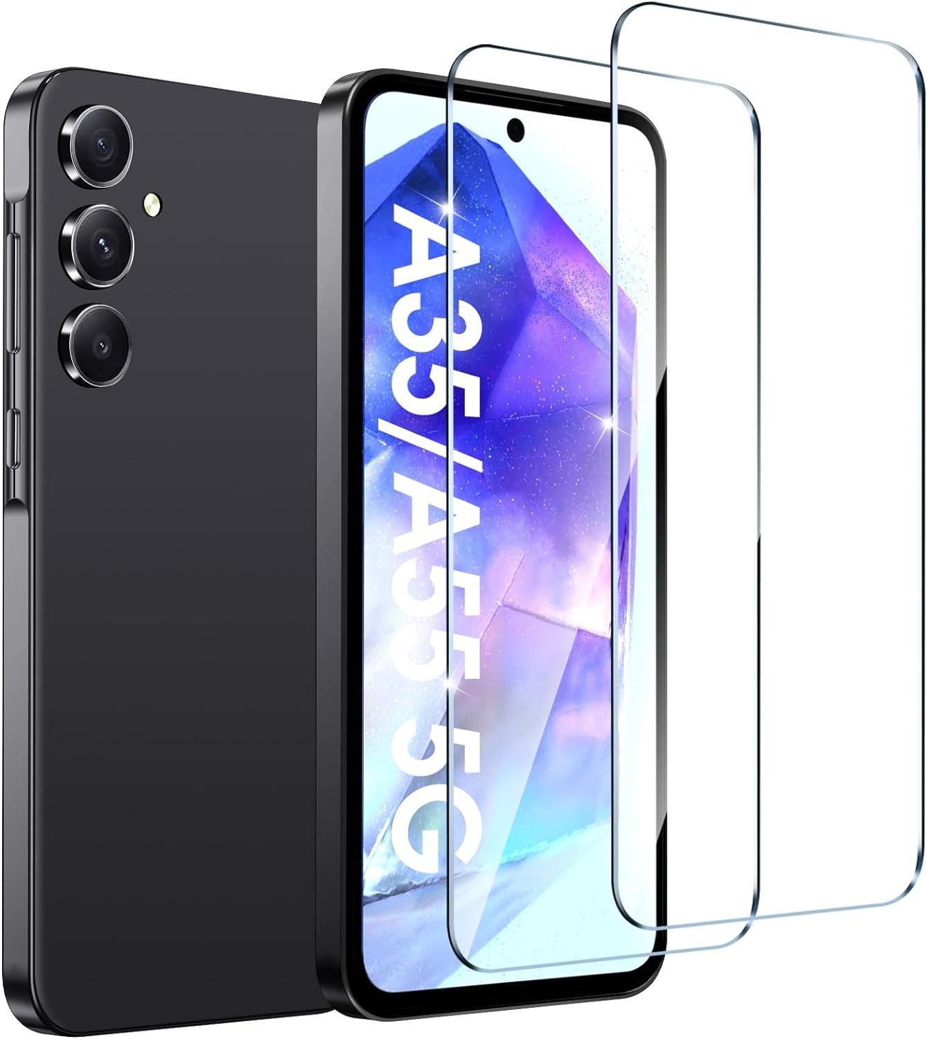 MSM Displayschutzglas 2X Schutzglas für Samsung Galaxy A55 / A35 5G Panzerfolie Full 9H