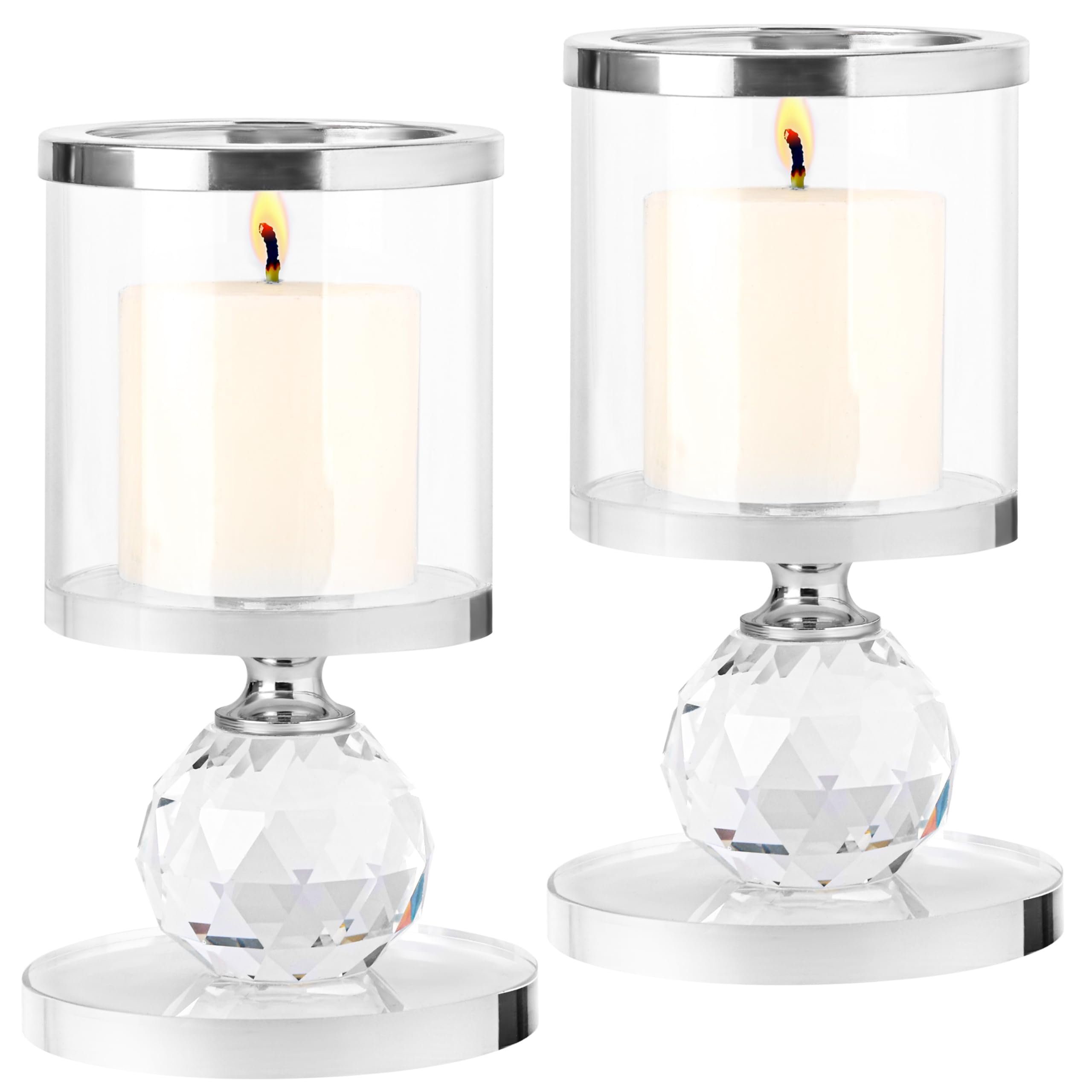 Belle Vous Dekoobjekt Belle Vous 2er Pack Glas Kerzenständer Silber
