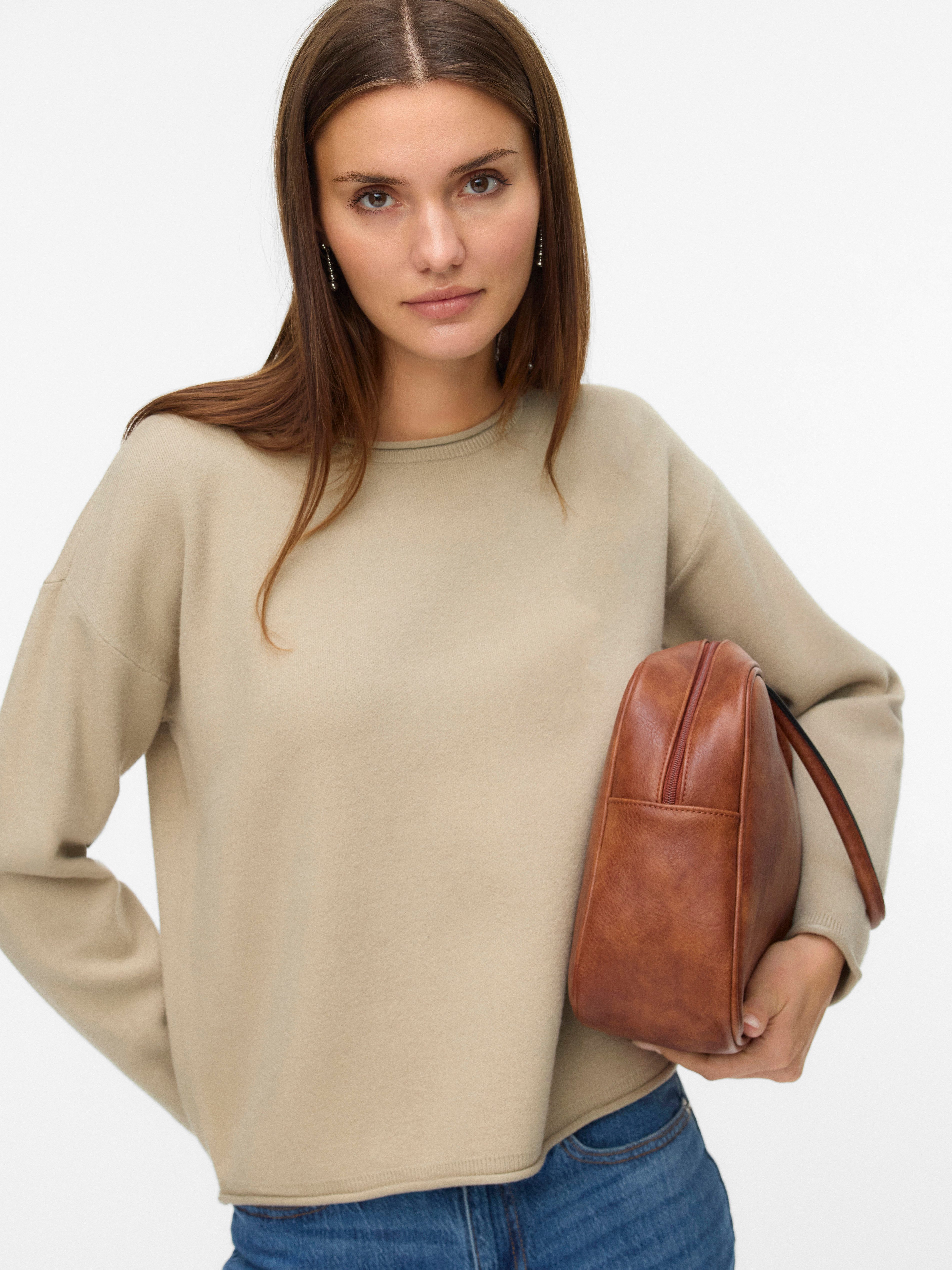Vero Moda Strickpullover VMGOLD ROLL LS O-NECK PULLOVER GA ...