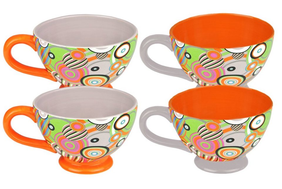 Mambocat Tasse 4er Set Milchkaffeetassen Müslitassen Im Bunte Kreise