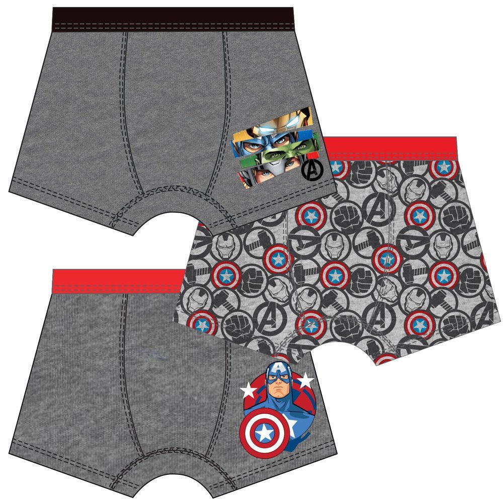 MARVEL Boxershorts AVENGERS 3er pack 100% Baumwolle, Größe 122 - 140