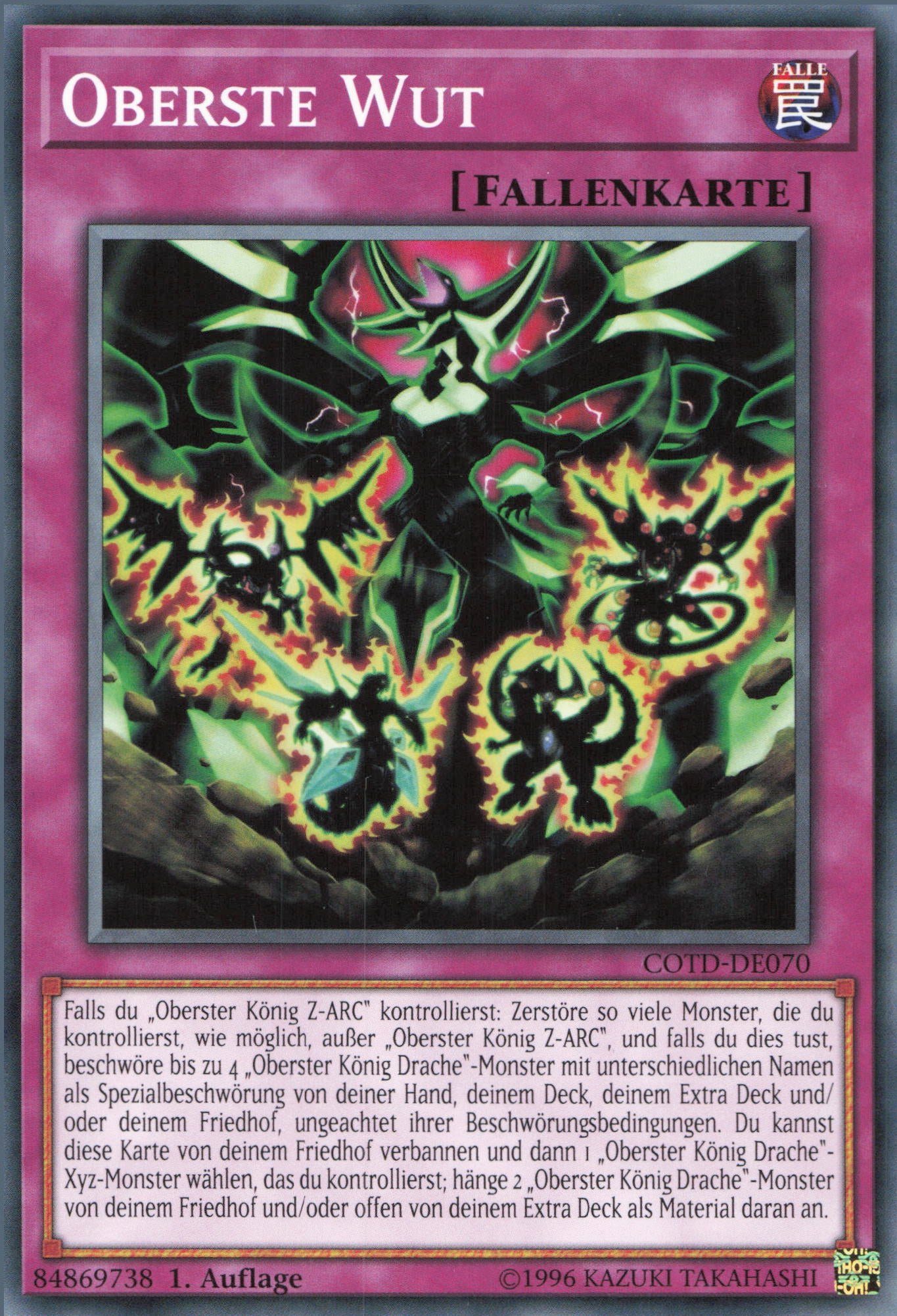 ReCollectibles Sammelkarte YuGiOh Karte Oberste Wut deutsch, Yu-Gi-Oh! Karte COTD-DE070 Common