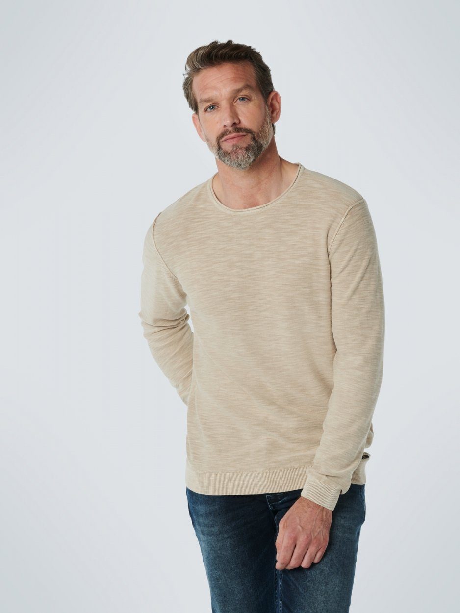 NO EXCESS Strickpullover Pullover Crewneck Slub Garment Dyed